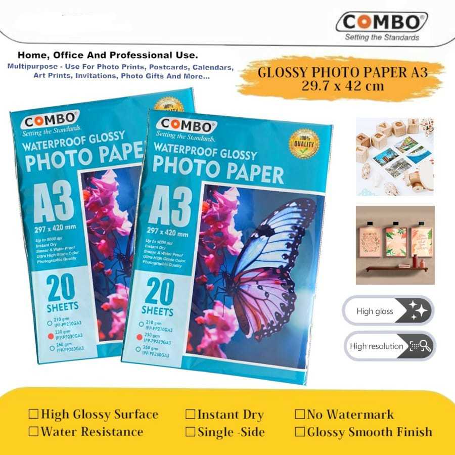 Jual Kertas Foto A3 / Glossy Photo Paper A3 / Kertas Cetak Foto 1 Sisi ...