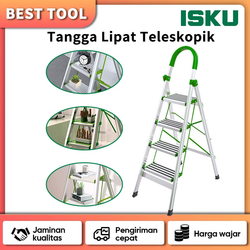 Jual ISKU Tangga Lipat Multifungsi 6 Step Tangga Lipat Aluminium Premium Ladder | Shopee Indonesia