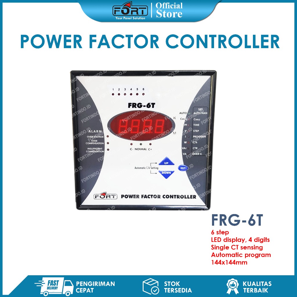 Jual FORT Power Factor Controller 6 Step FRG-6T Regulator Capasitor ...