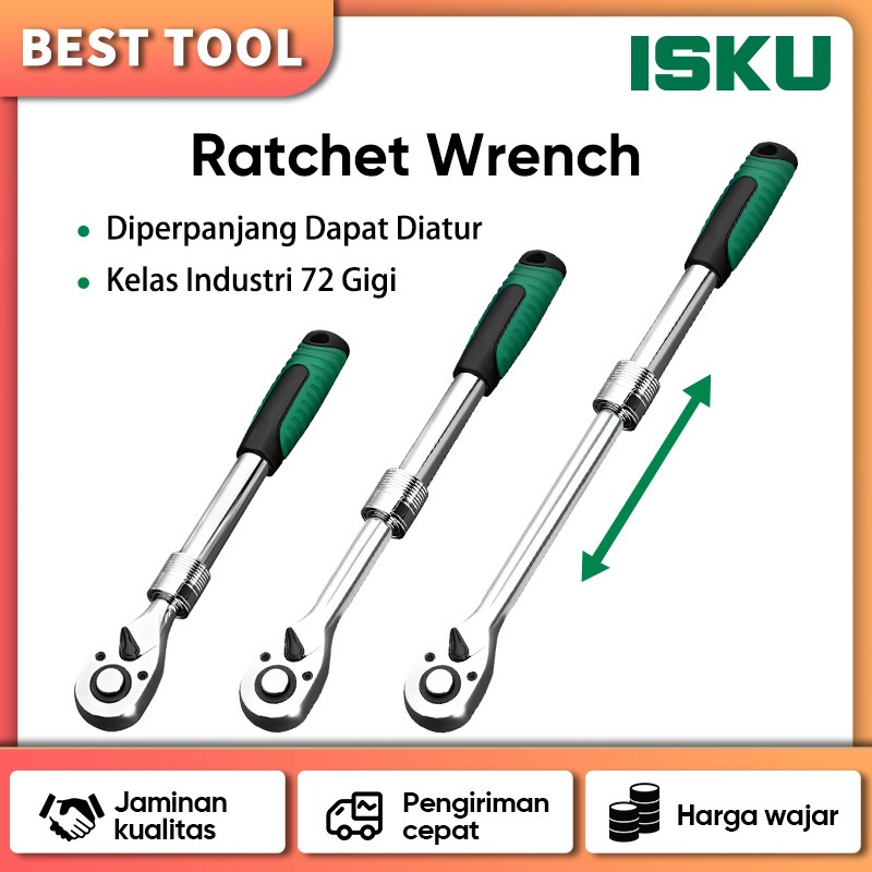 Jual ISKU Kunci Ratchet Teleskopik 30-43cm Kunci Rachet Shock rachet 1/ ...