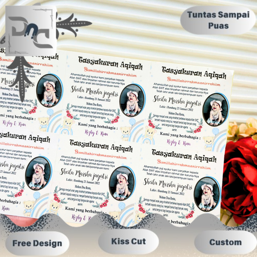 Jual 2-4 Stiker Tasyakuran Aqiqah Bayi Sticker Syukuran Aqiqah Acara ...