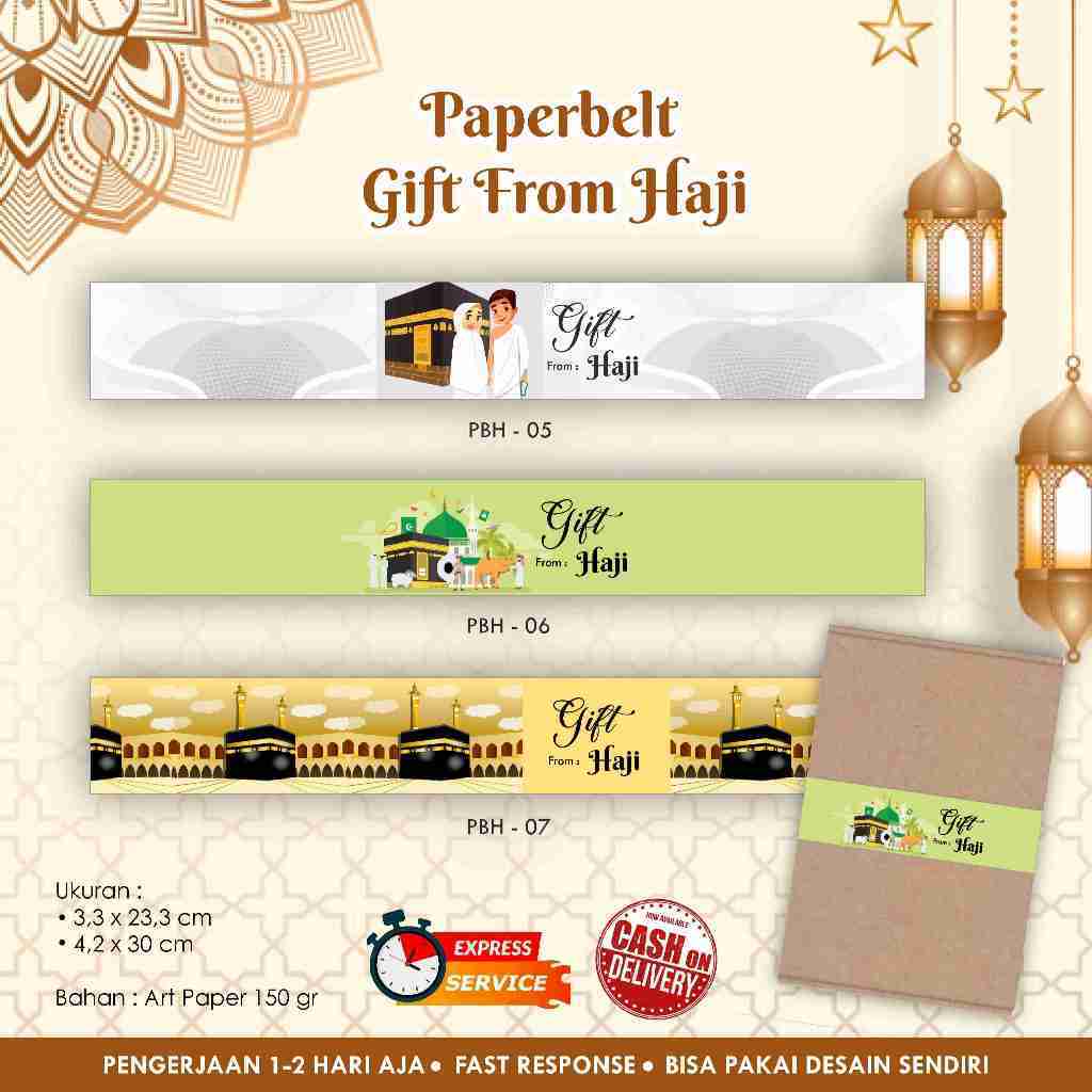 Jual [18 pcs] Paper Belt Gift from Haji / Label box melingkar ...