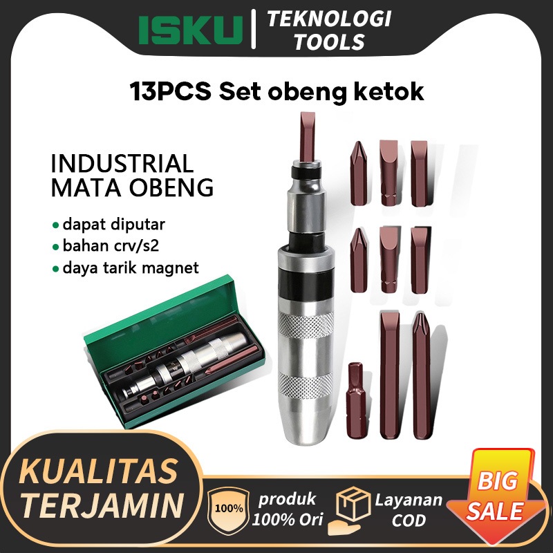 Jual ISKU Obeng Ketok Set 13pcs Obeng Set S2 Drill Bit Bahan Non-Karat ...