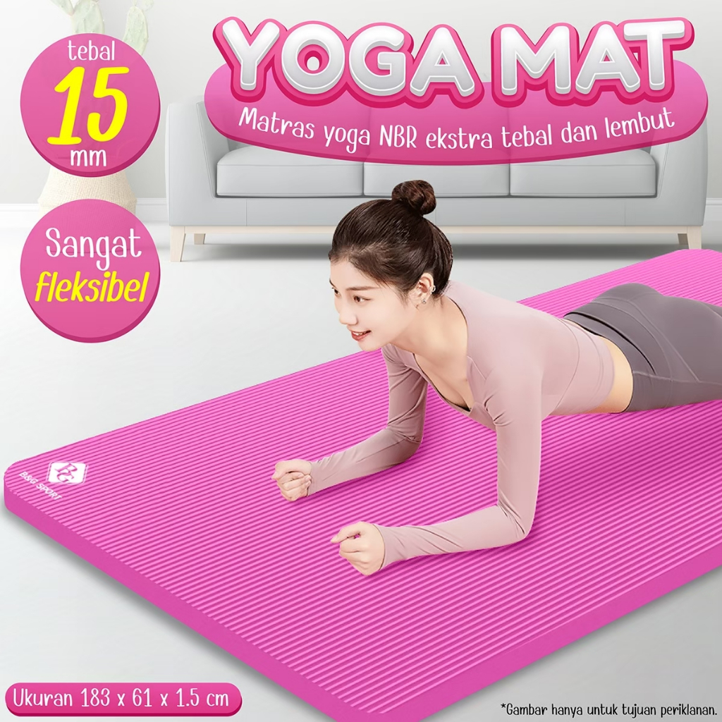Jual BG Sport Yoga Mat Anti Slip Tebal Premium Matras Olahraga Sport ...