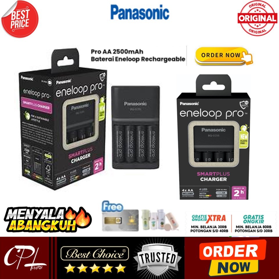 Jual Panasonic Eneloop Pro Smart & Quick Charger AA 4PCS 2H ( BQ-CC55 ...