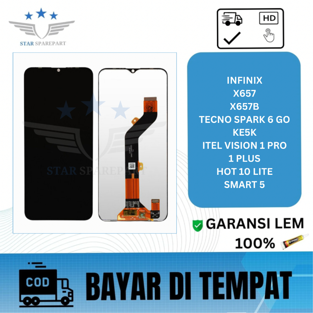 Jual LCD TOUCHSCREEN INFINIX X657 / X657B / TECNO SPARK 6 GO KE5K / ITEL VISION 1 PRO / 1 PLUS ...