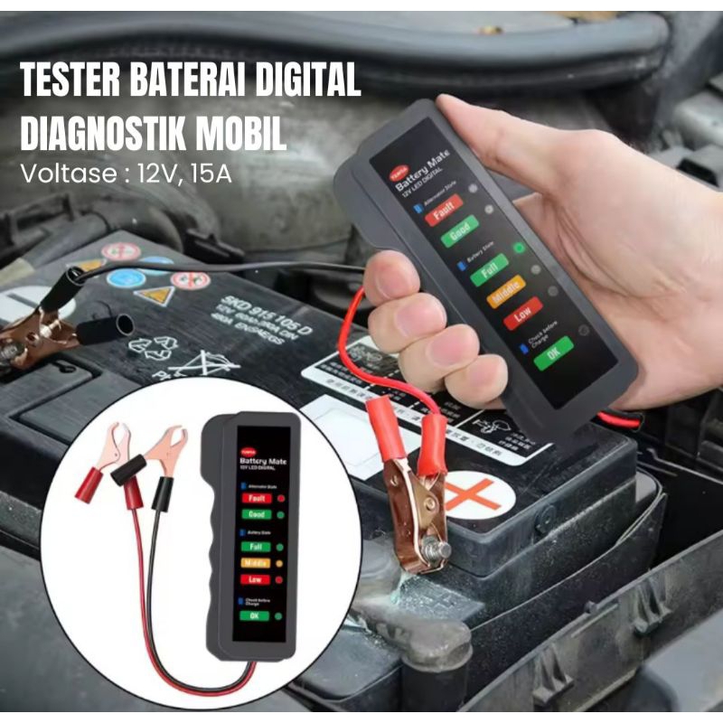 Jual Tester Baterai Digital Diagnostik Mobil 12V 15A with LED | Shopee ...