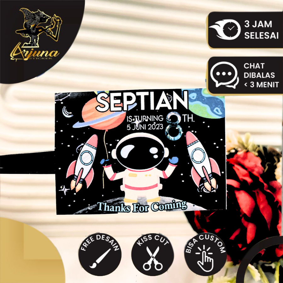 Jual Arjuna Sticker Ulang Tahun Anak Persegi Stiker Label Undangan ...
