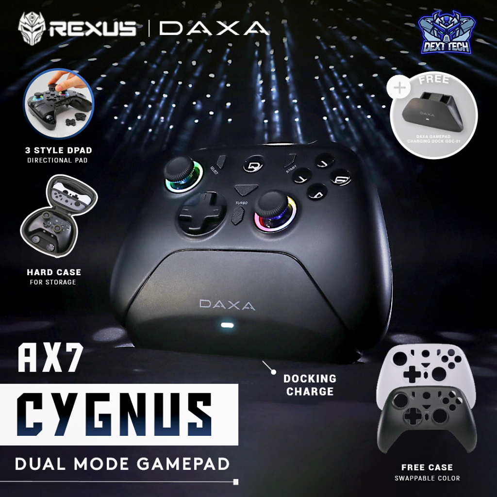 Jual Rexus Gamepad Daxa Cygnus Ax7 Wireless with Charging Dock | Shopee ...