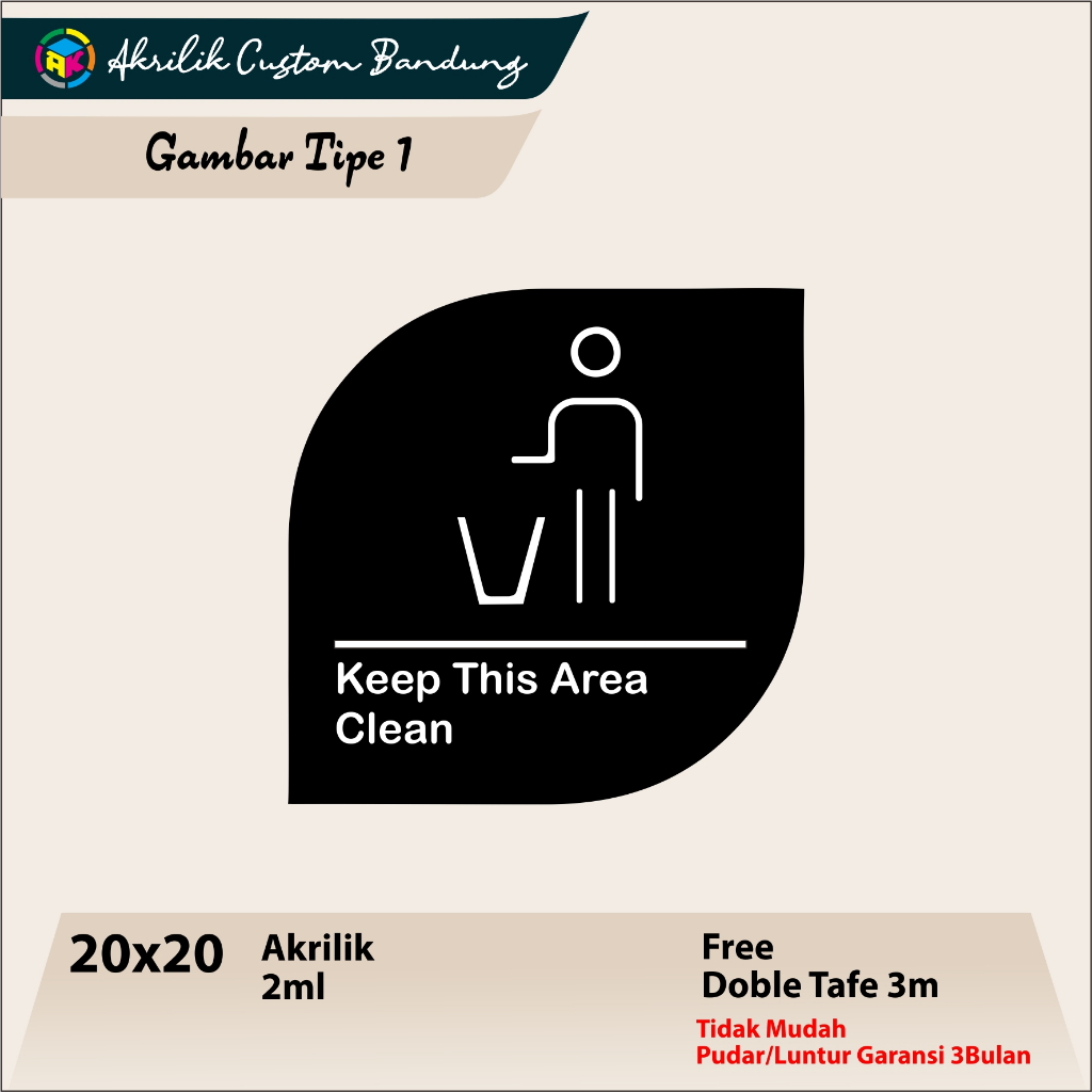 Jual Akrilik Keep This Area Clean Tipe 1 Acrylic Signage akrilik ...