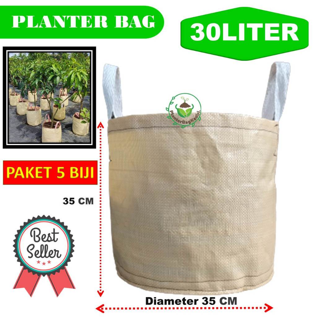 Jual Planter bag paket 5 biji ukuran 30 liter 35 x 35 cm pot buah ...