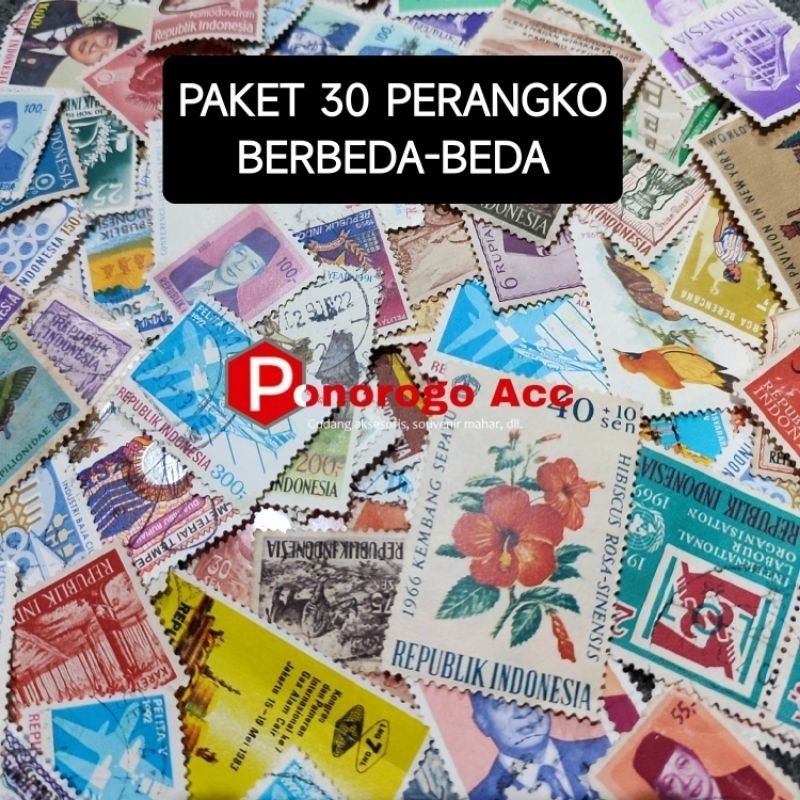 Jual Paket 30 perangko lama Indonesia campur mix tidak ada yang sama ...