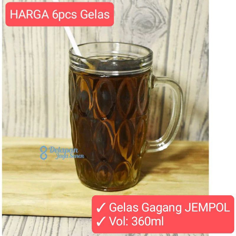 Jual [6pcs] GELAS GAGANG KOPI TEH 360ml/ Gelas Es Kelapa Cendol/ Gelas ...