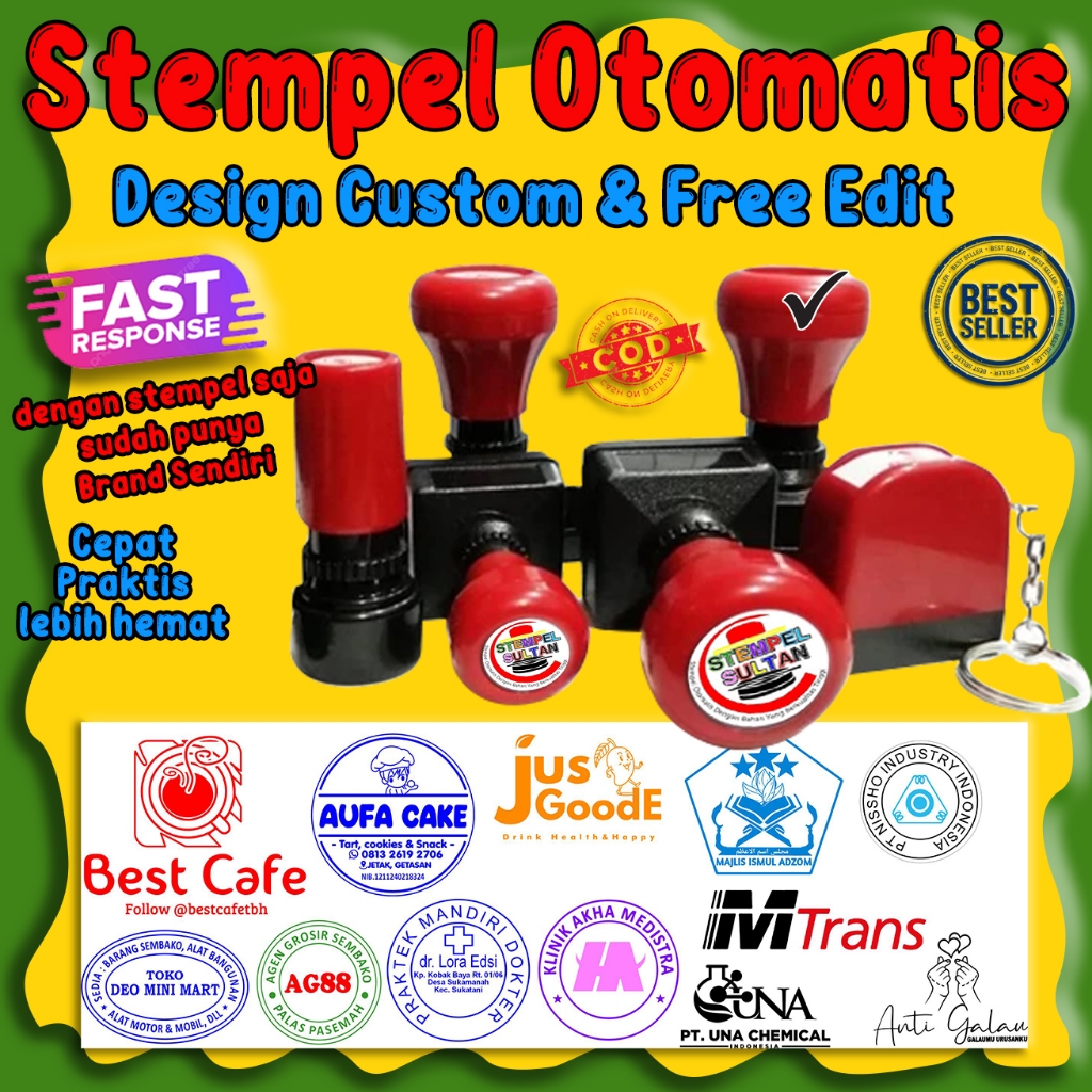 Jual STEMPEL FLASH OTOMATIS DESIGN CUSTOM free edit | Shopee Indonesia