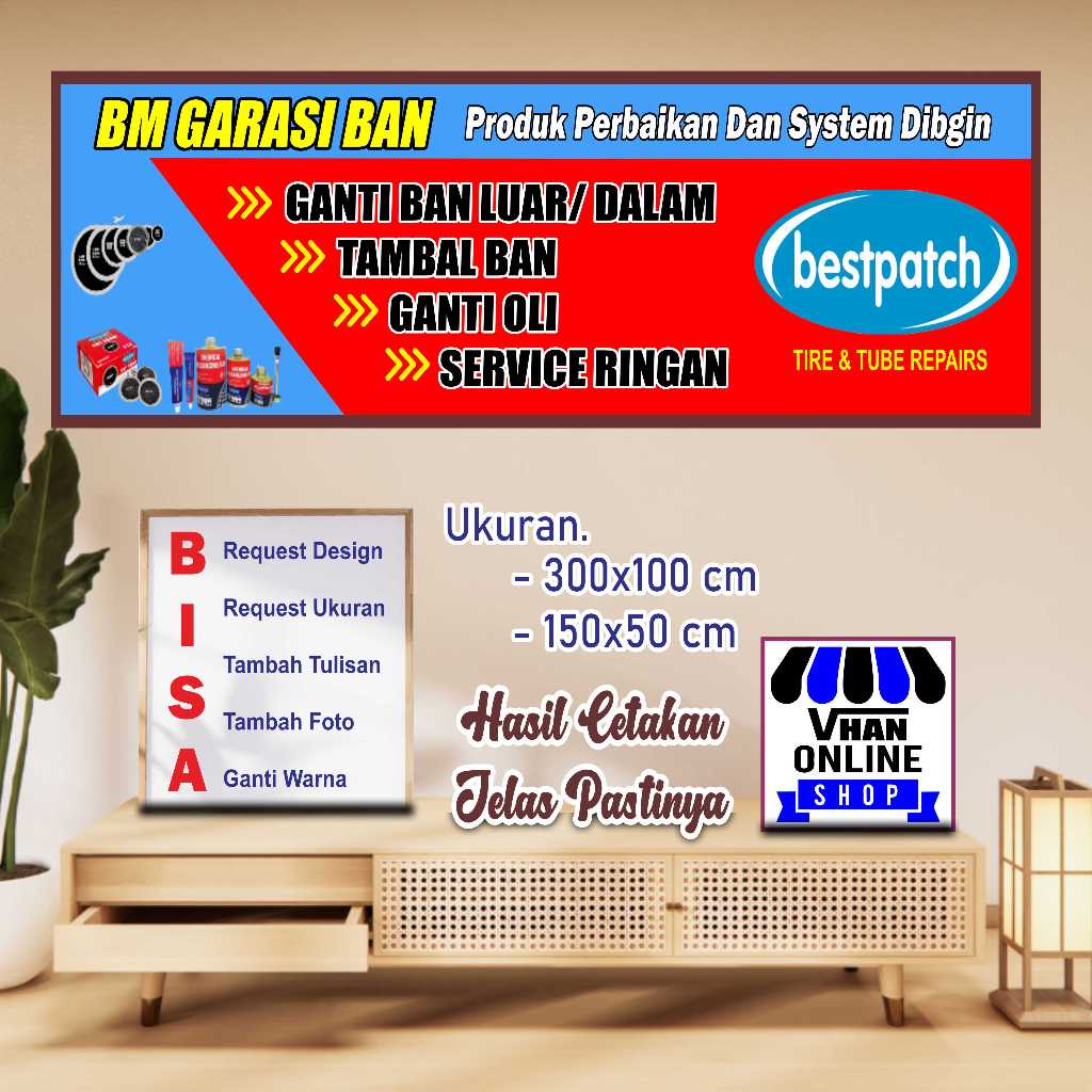 Jual Cetak Banner Spanduk Bengkel Ganti Oli dan Tambal Ban Bahan Kuat ...
