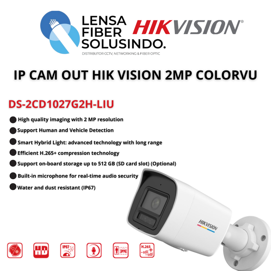 Jual IP Cam Outdoor Hik Vision 2MP Colorvu DS-2CD1027G2H-LIU | Shopee ...