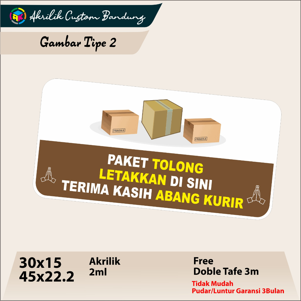 Jual AKRILIK PAKET TOLONG LETAKAN DISINI TIPE 2 ACRYLIC CUSTOM | Shopee ...