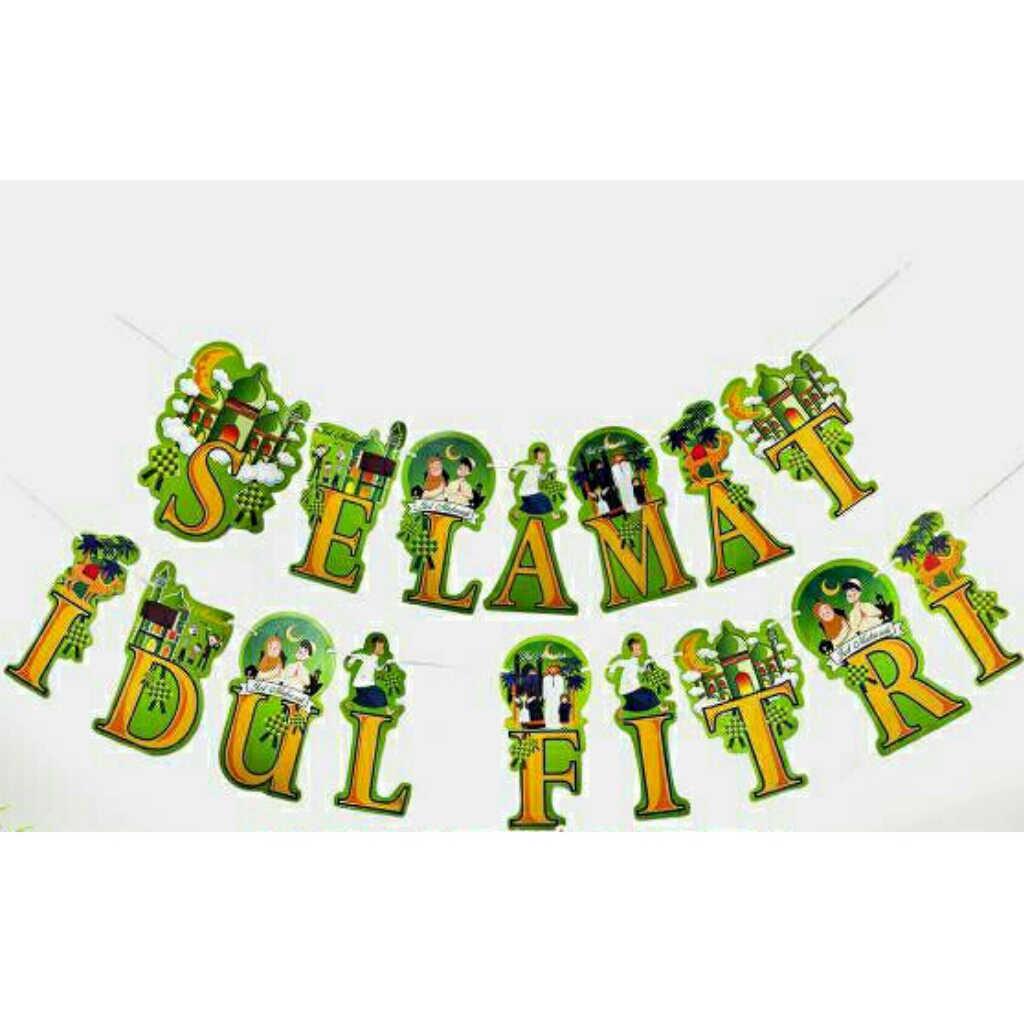 Jual banner flag bunting flag garland flag tema edisi selamat hari raya ...