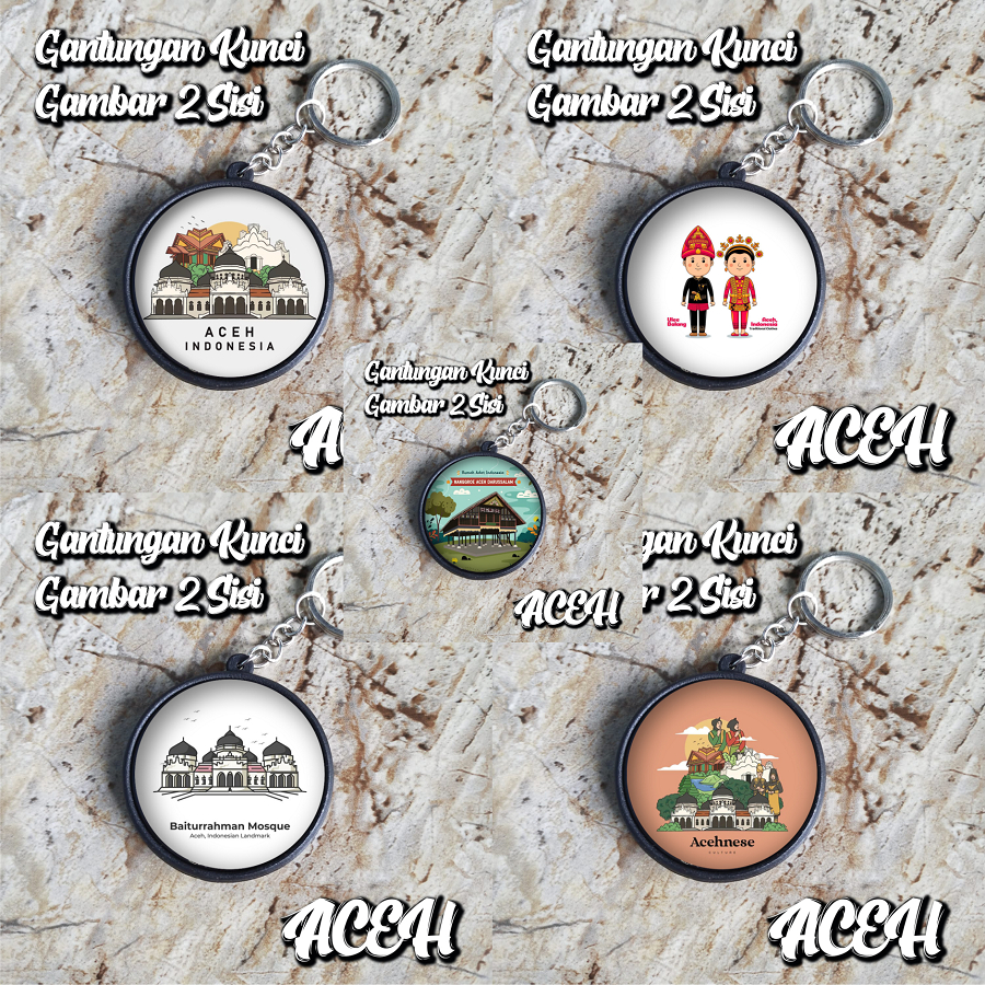 Jual SOUVENIR GANTUNGAN KUNCI 2 SISI ACEH [ DEPAN BELAKANG BERGAMBAR ...