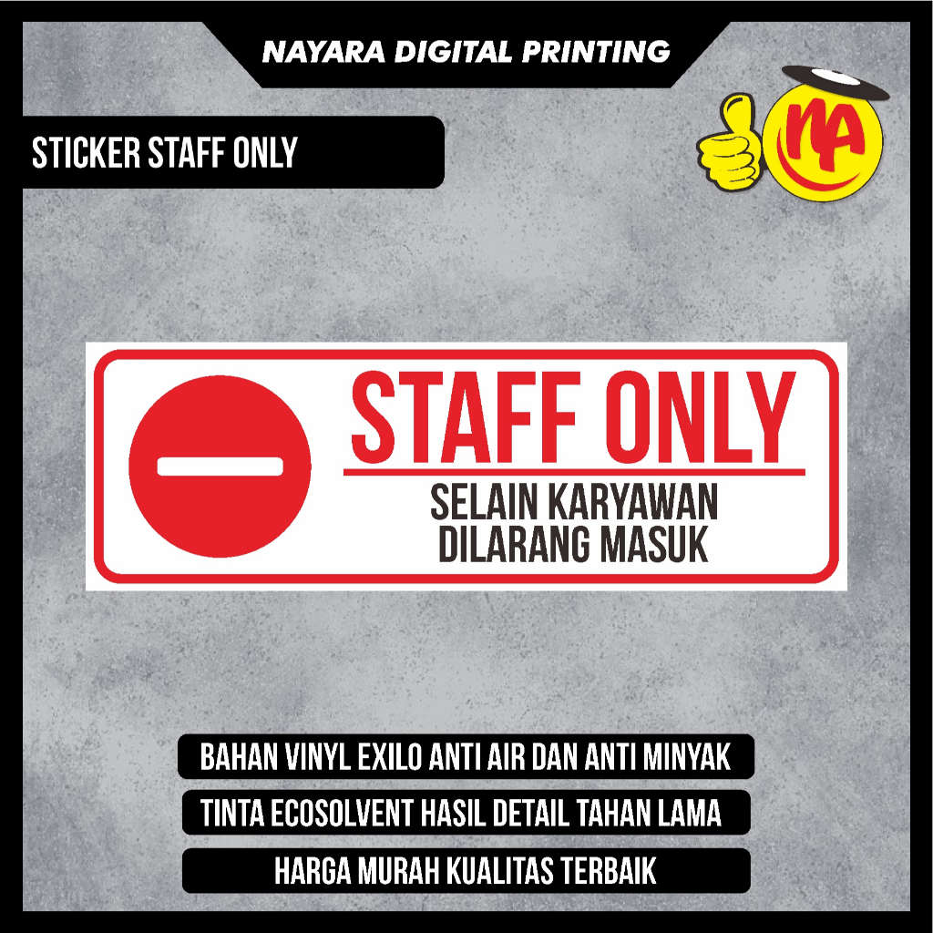 Jual stiker staff only / stiker kantor / stiker pintu / stiker ...