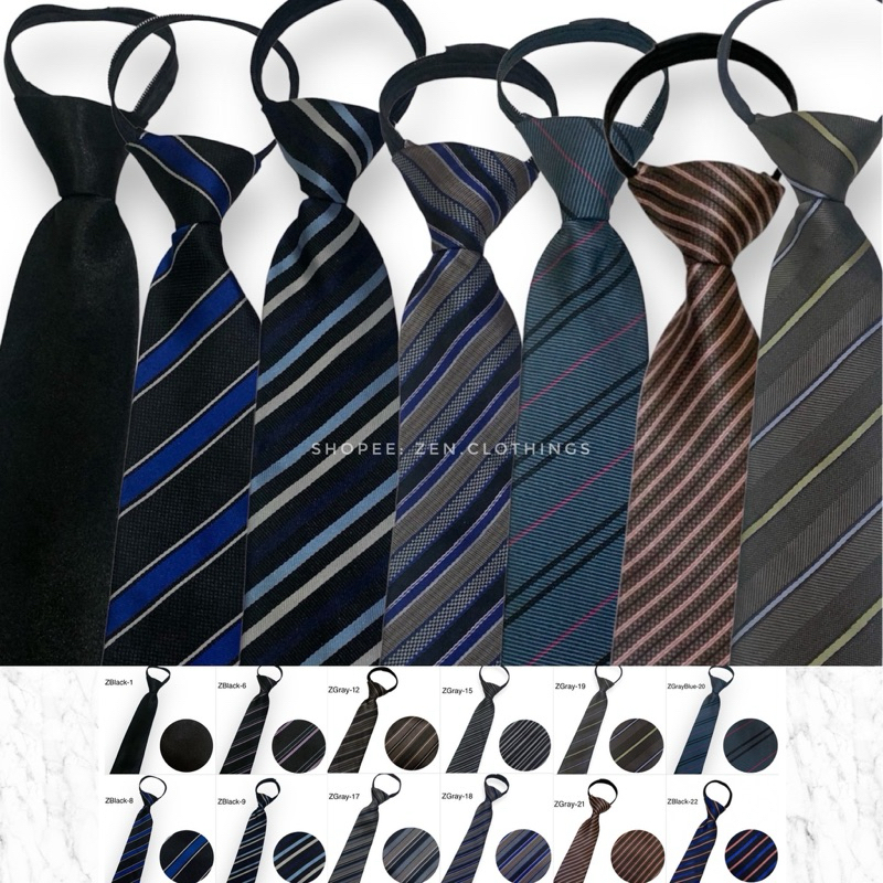 Jual Dasi Pria Instant Langsung Pakai Warna Hitam Abu Abu Item Grey ...