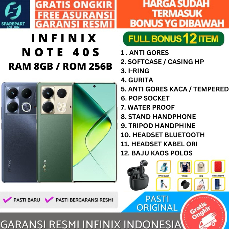 Jual INFINIX NOTE 40S 8/256 RAM 8GB ROM 256GB GARANSI RESMI 1 TAHUN | Shopee Indonesia