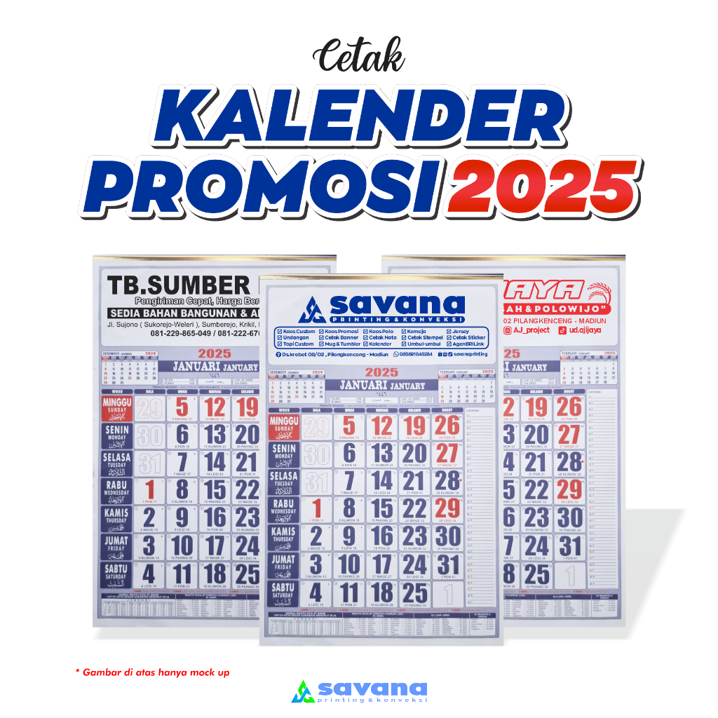 Jual Kalender Promosi Usaha / Kalender Custom 2025 / Kalender Murah ...