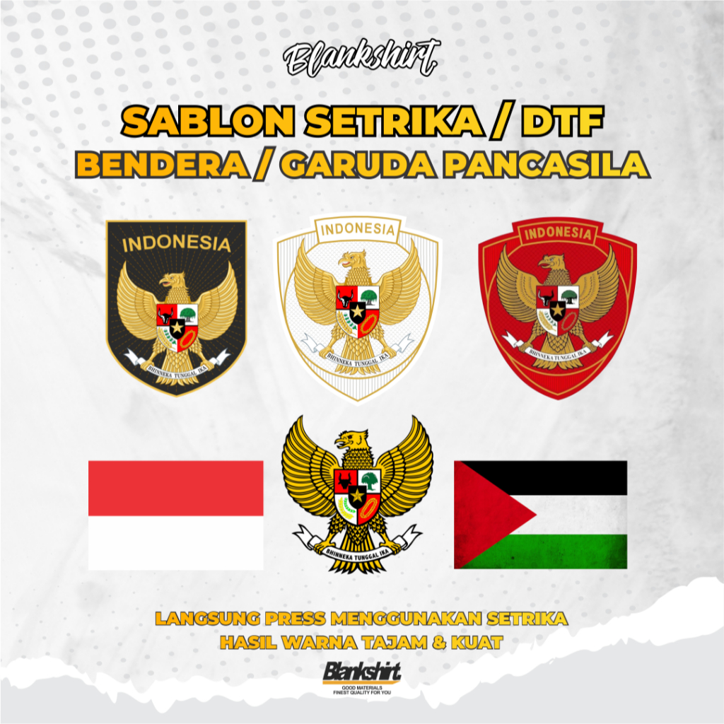 Jual BLANKSHIRT SABLON SETRIKA / DTF BENDERA MERAH PUTIH , GARUDA ...