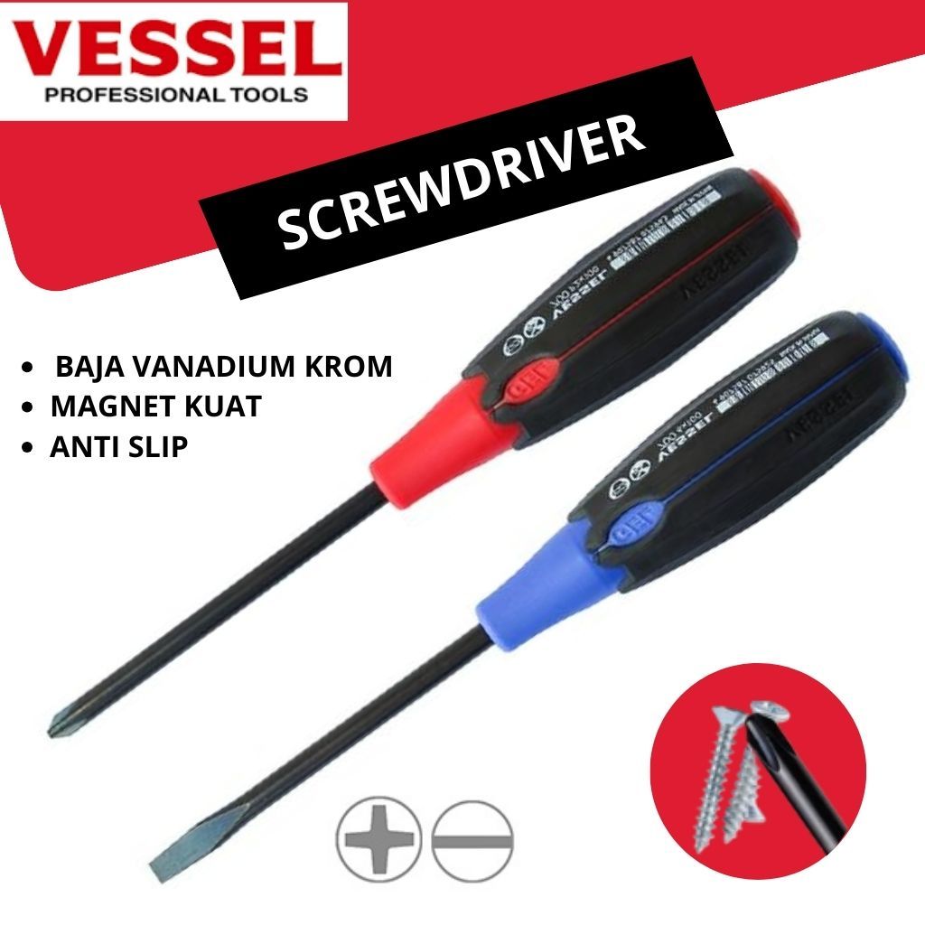 Jual Vessel Obeng Gagang Karet Tipe 700 Super Cushion Magnetik Plus+1/2 ...