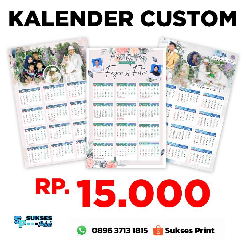 Jual CETAK KALENDER CUSTOM UKURAN 31*47CM BISA MENGGUNAKAN FOTO ATAU ...
