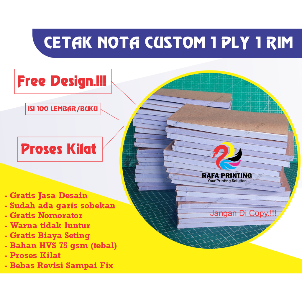 Jual CETAK NOTA CUSTOM 1 RIM 1 PLY FREE DESIGN PROSES KILAT | Shopee ...