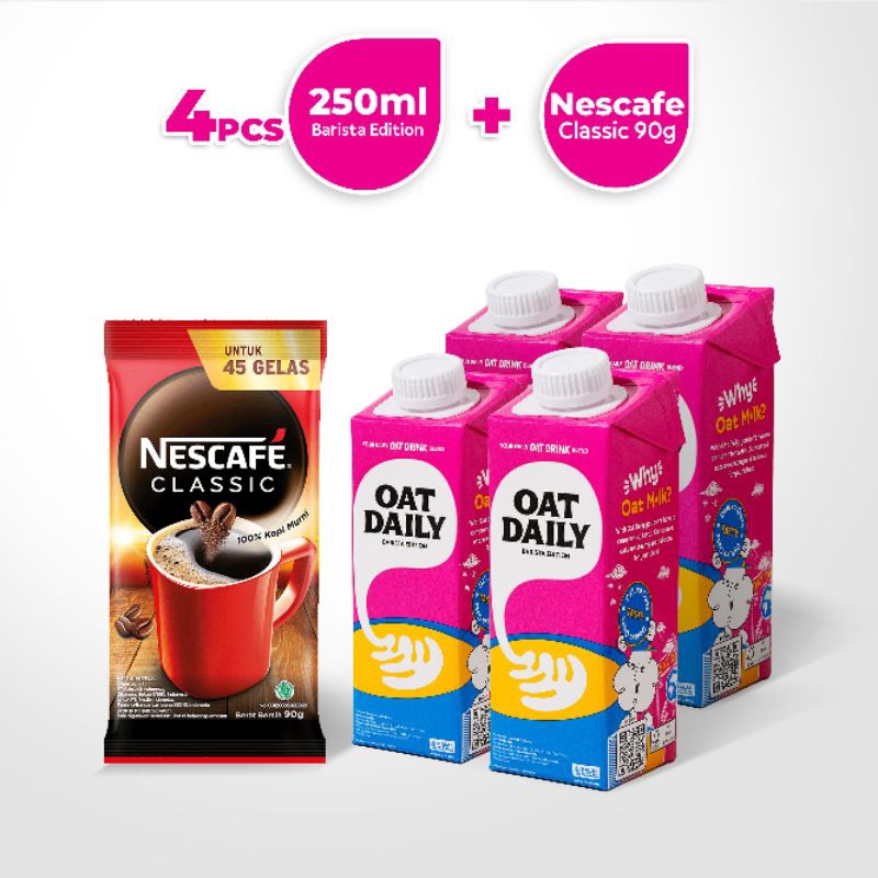 Jual BUNDLING OAT DAILY Barista Edition 250ml (4 pcs) x Nescafè Classic ...
