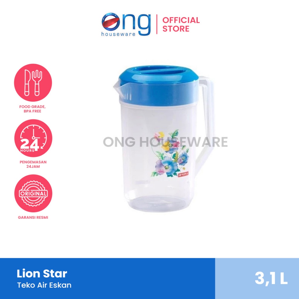 Jual Ong Houseware - Teko Air Kan Air Eskan Water Jug Plastik Lion Star 3.1L K-24 | Shopee Indonesia