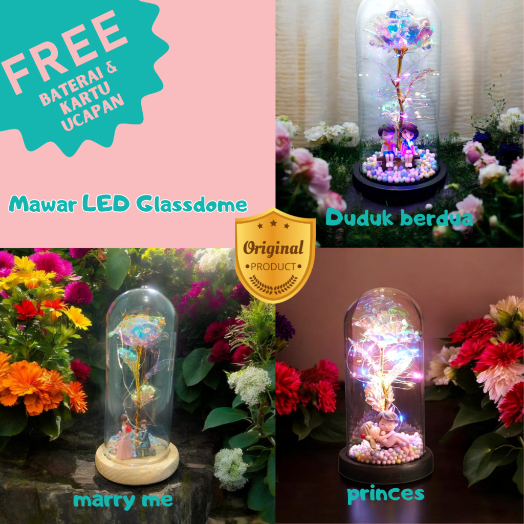 Jual Lampu Meja Hias LED Galaxy Rose Eternal Colorful Light Princess Embrace || Lampu LED Mawar ...