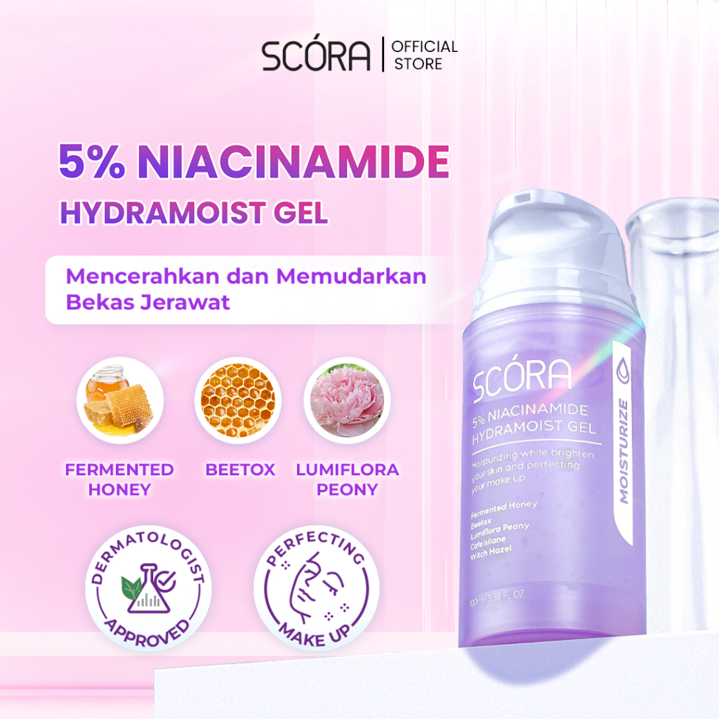 Jual SCORA 5% Niacinamide Hydramoist Gel 100ml Pelembab Wajah yang Mencerahkan Kulit Memperbaiki ...