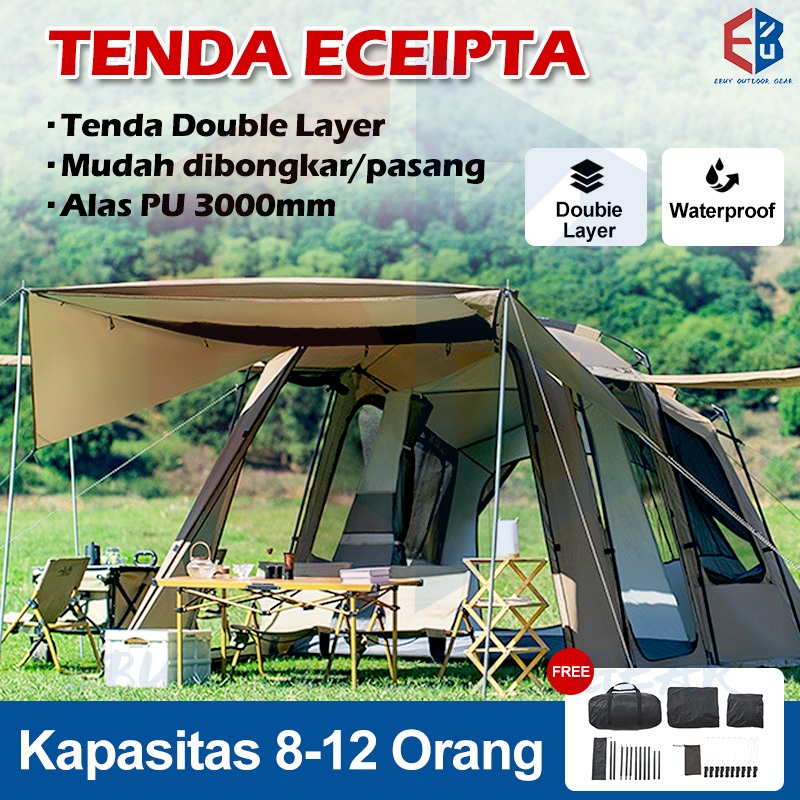 Jual Tenda Camping Kapasitas 8-12Orang Tunnel 4P Double Layer ...
