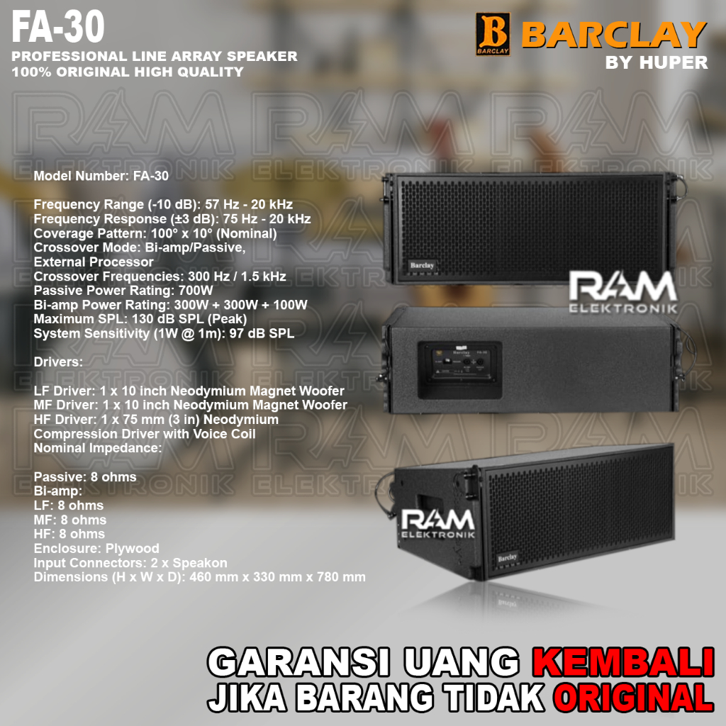 Jual Speaker Pasif 10 Inch Line Array LineArray BARCLAY FA30 | FA 30 ...