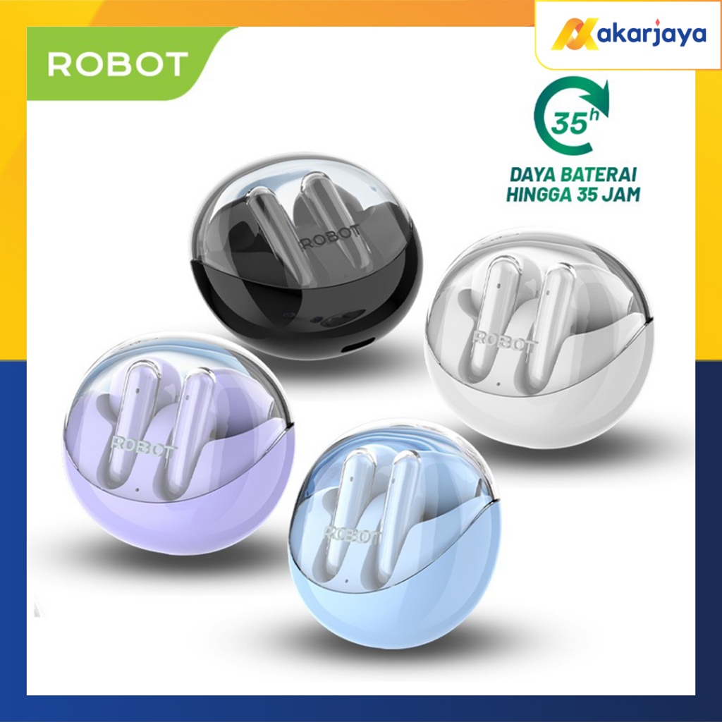 Jual ROBOT T30 TWS Wireless Earphone Flybuds With Transparent Case ...