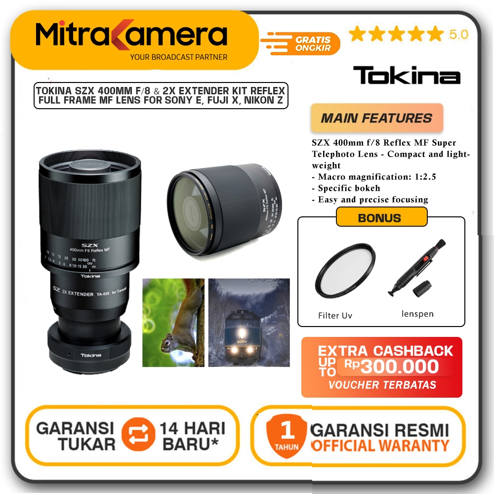Jual Tokina SZX 400mm f/8 & 2X Extender Kit Reflex Full Frame MF Lens | Shopee Indonesia