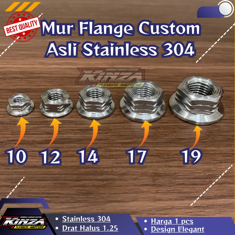 Jual MUR FLANGE M6 M8 M10 M12 M14 MUR DRAT 10 12 14 17 19 CUSTOM PROBOLT ASLI STAINLESS | Shopee ...