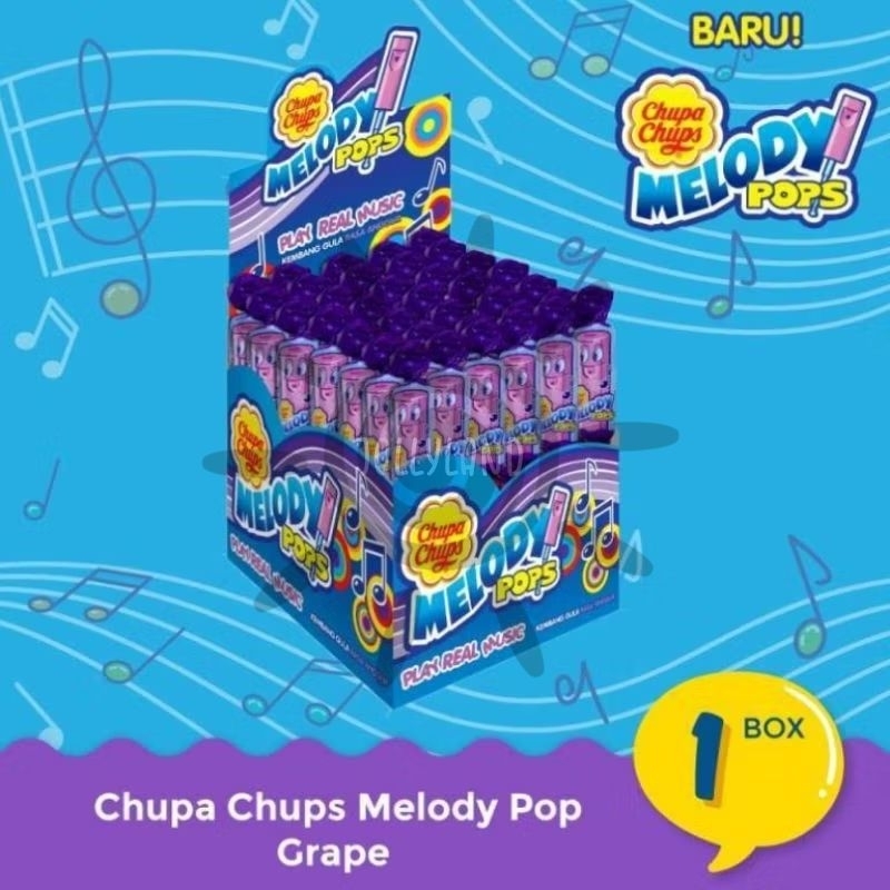 Jual Chupa Chups Melody Pops Grape Permen Lollipop Rasa Anggur 540g (1 BOX ISI 36PCS), kemasan ...