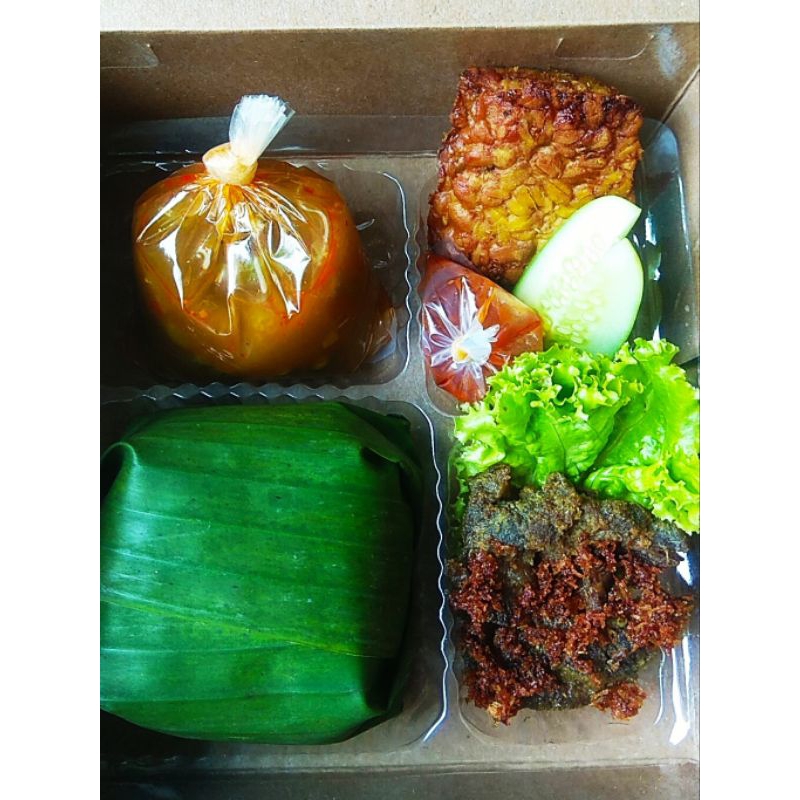 Jual nasi box, nasi kotak, nasi besek isi daging empal | Shopee Indonesia