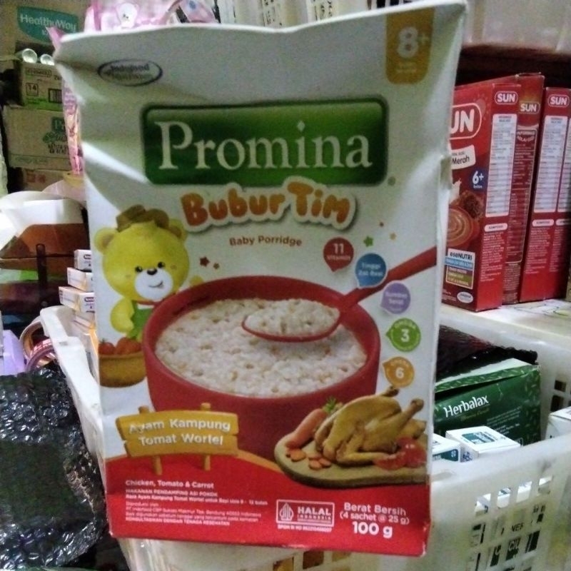 Jual promina bubur tim 8+ rasa ayam kampung tomat wortel 100gr isi 4 ...