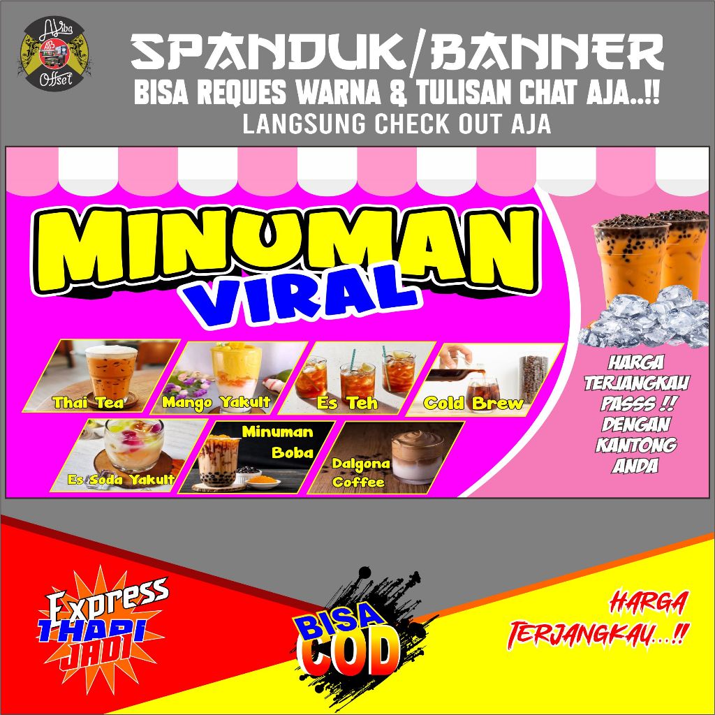 Jual SPANDUK / BANNER CUSTOM MINUMAN VIRAL | Shopee Indonesia