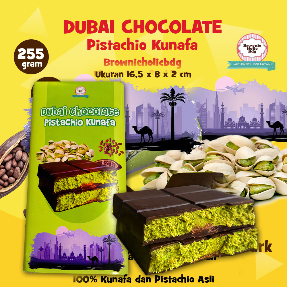 Jual Brownieholicbdg Coklat Dubai Pistachio Kunafa Jumbo 255 gram | Shopee Indonesia