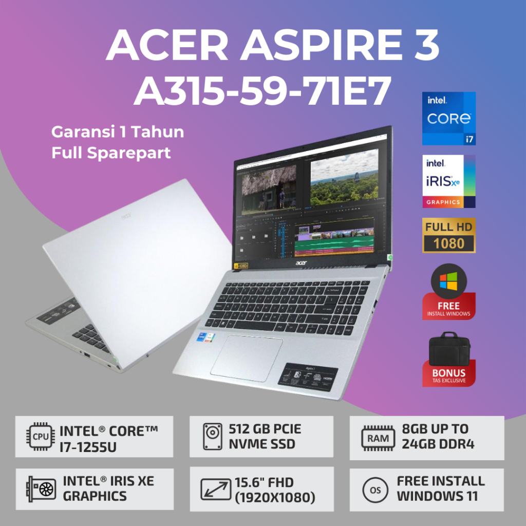 Jual Laptop Spek Dewa No Lemot/ Intel Core i7-1255U / Ram 24GB / SSD ...