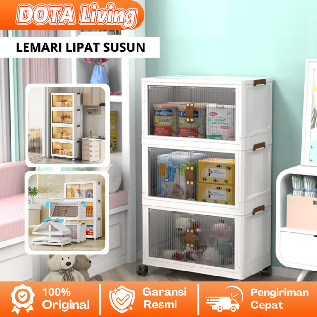 Jual DOTA Living Roda berputar Lemari Pakaian lipat Kotak Plastik ...