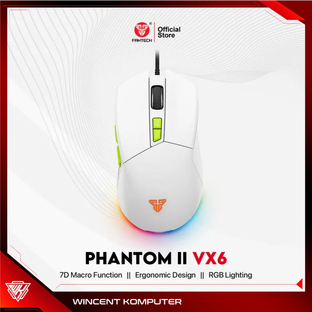 Jual Fantech PHANTOM II VX6 Mouse Gaming Macro White RGB Mouse Kabel ...