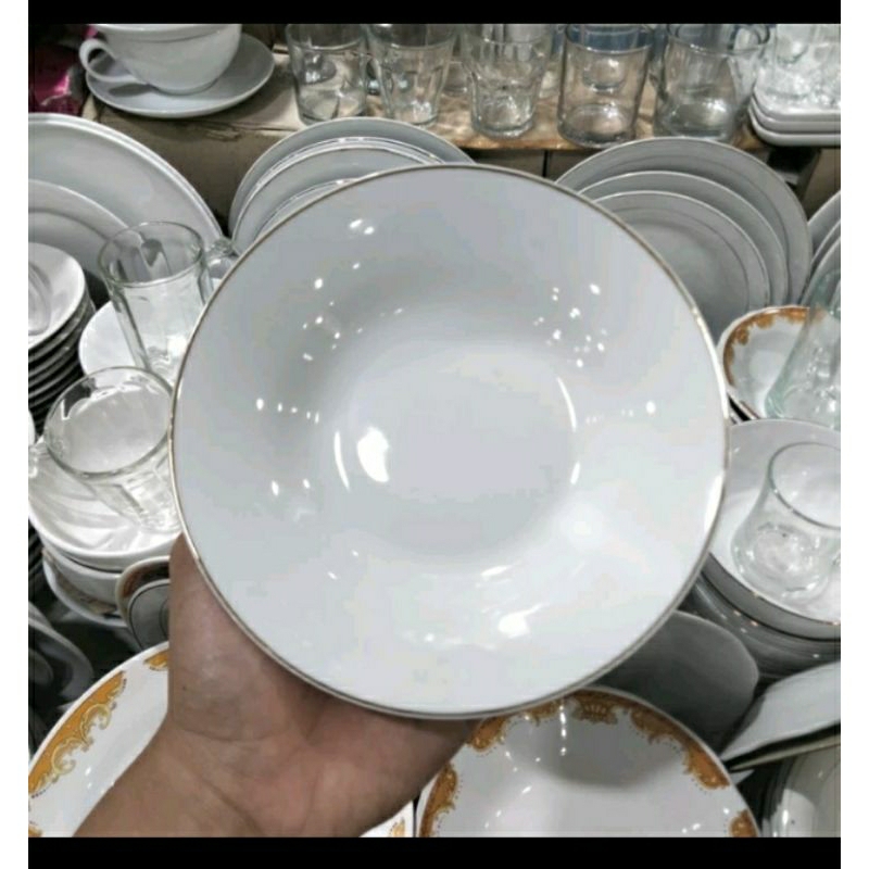 Jual piring kue keramik 6 inchi / piring tatak cekung 6" jm isi (6pcs) | Shopee Indonesia