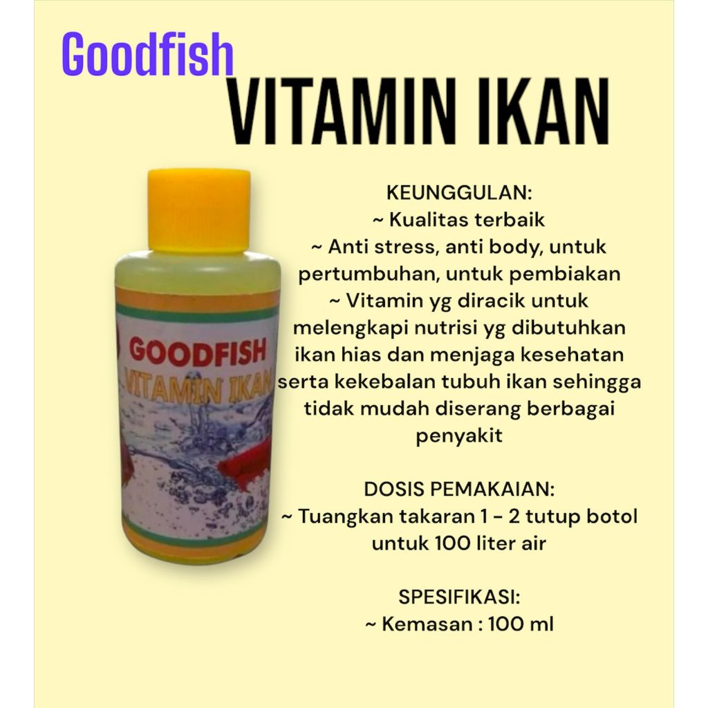 Jual Goodfish 100 ml Vitamin Ikan Fish Life Vitamin Discus vitamin ikan ...